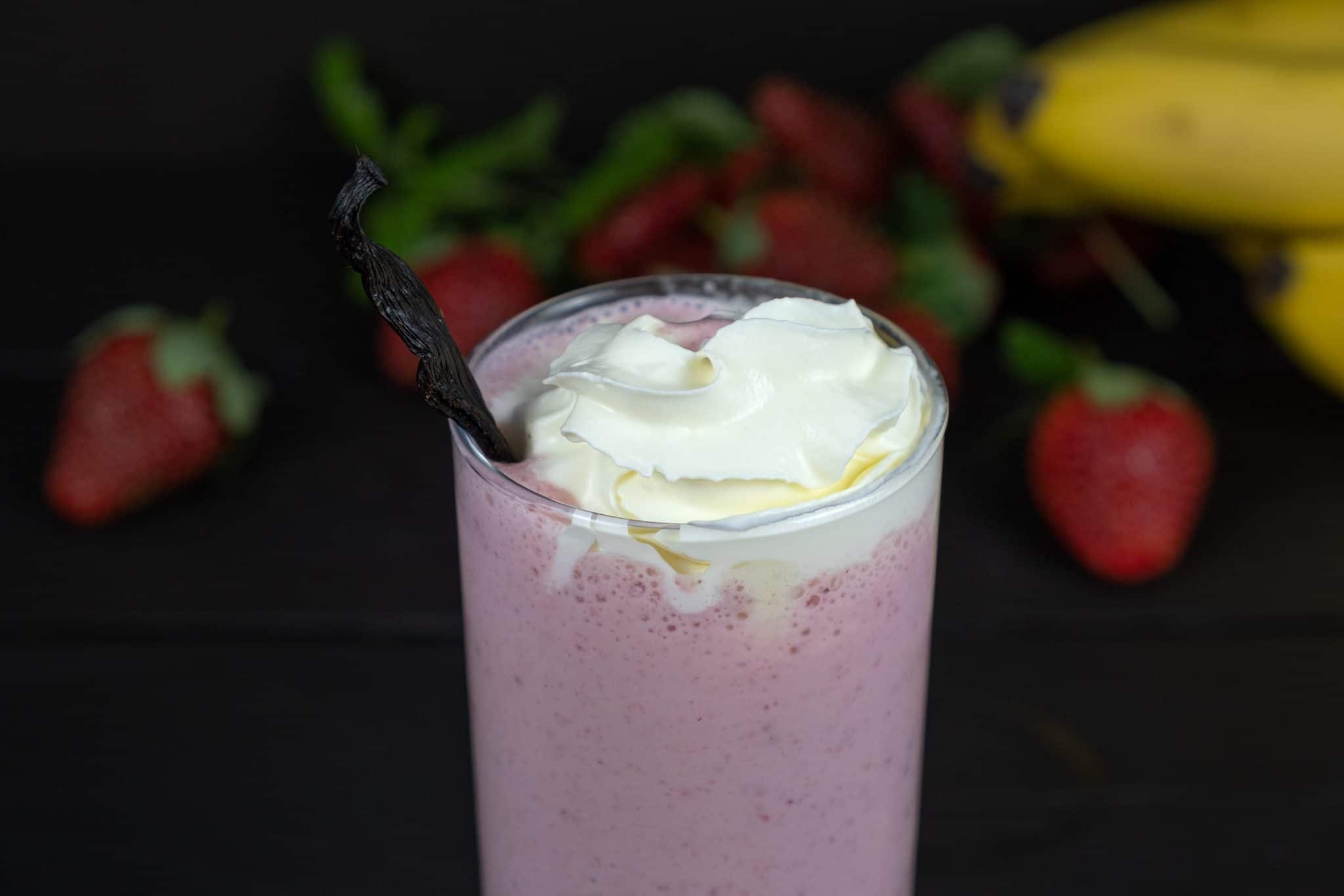 Strawberry Banana Smoothie with Ice Cream - I Live for Greens